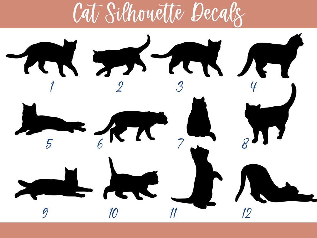 Cat Decals, Cat Laptop Decals, Tiny Black Cat Stickers, Small Cat ...