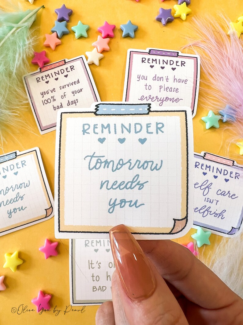 Mental Health Sticky Note Stickers, Positive Thoughts Stickers, Mental ...