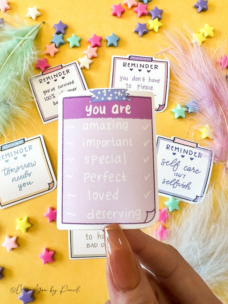Mental Health Sticky Note Stickers Positive Thoughts - Etsy