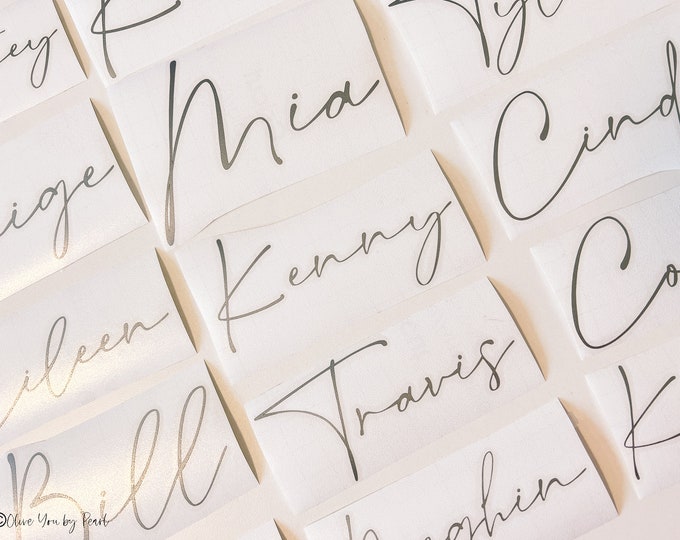 Trisha Font, Custom Name Vinyl Decal, Vinyl Stickers, Holographic Name ...