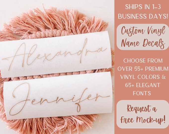 Trisha Font, Custom Name Vinyl Decal, Vinyl Stickers, Holographic Name ...