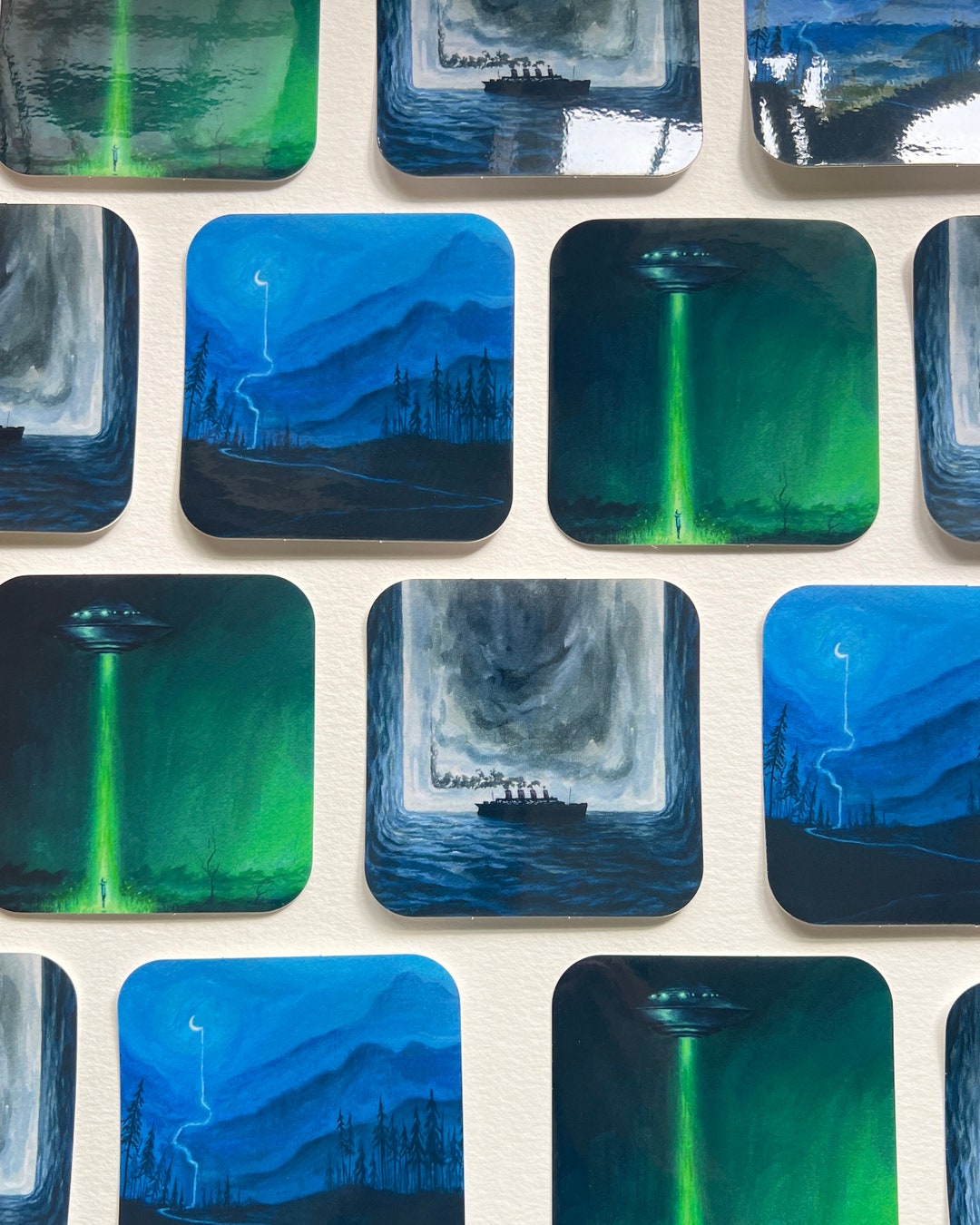 3 Pc Sci-fi Sticker Pack, Square Stickers, Decor Stickers, Halloween ...