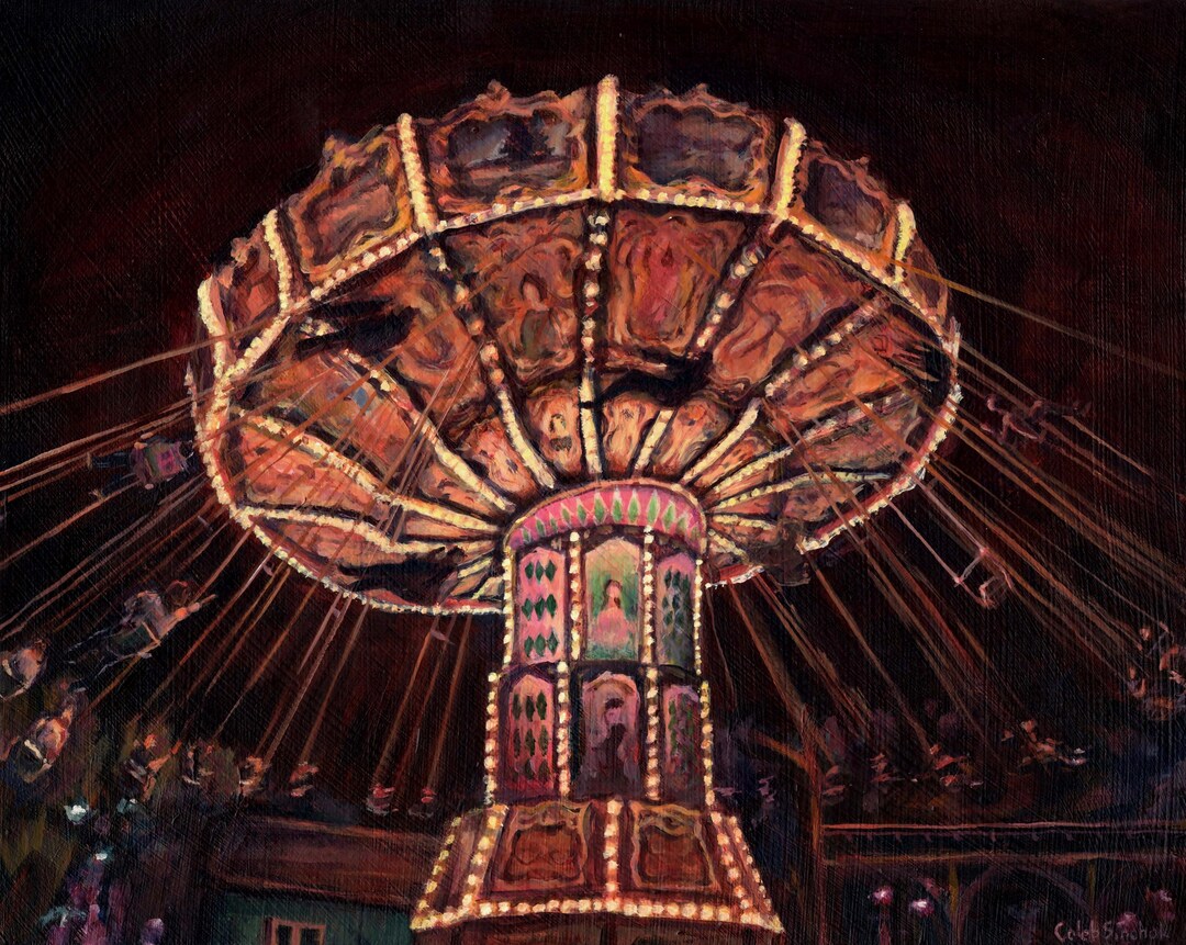 Fall Carnival Ride Print, Halloween Wall Art Decor, Autumn Art, Circus ...