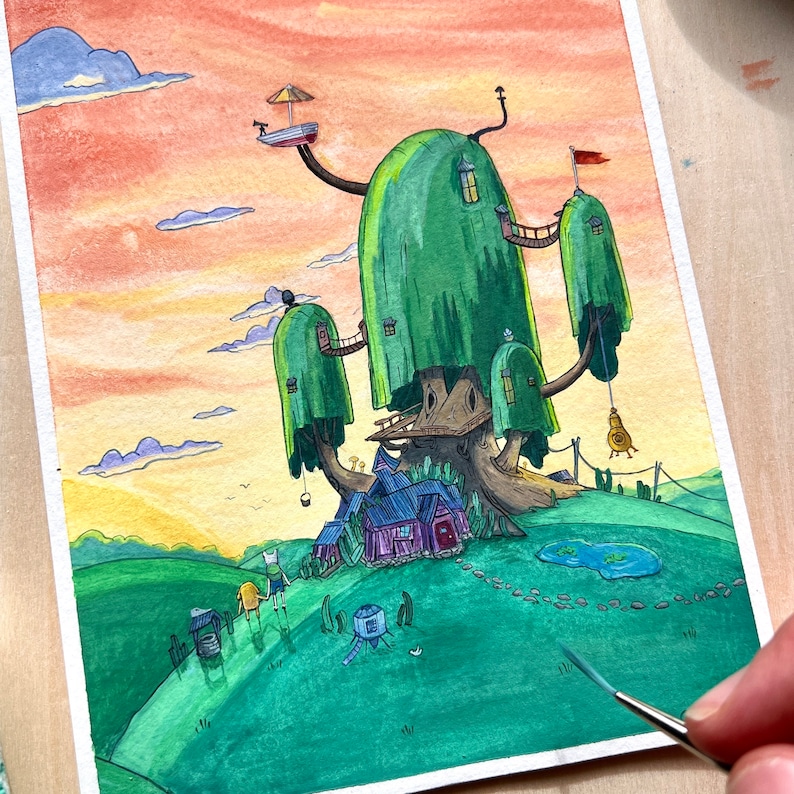 Adventure Time Treehouse Art Print: Finn and Jake Illustration - Etsy