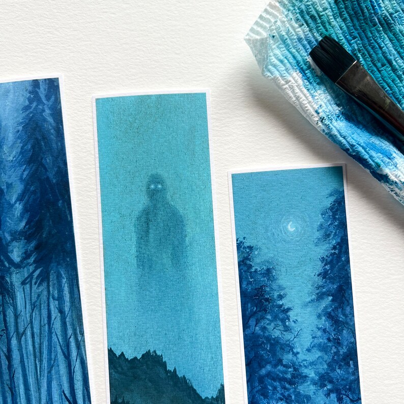Blue Bookmark Set Art Bookmark Landscape Book Marks - Etsy