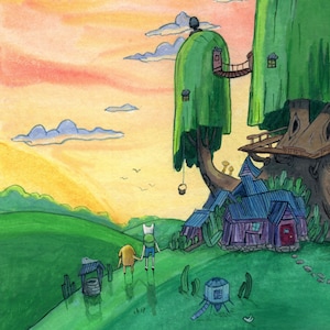 Adventure Time Treehouse Art Print: Finn and Jake Illustration - Etsy
