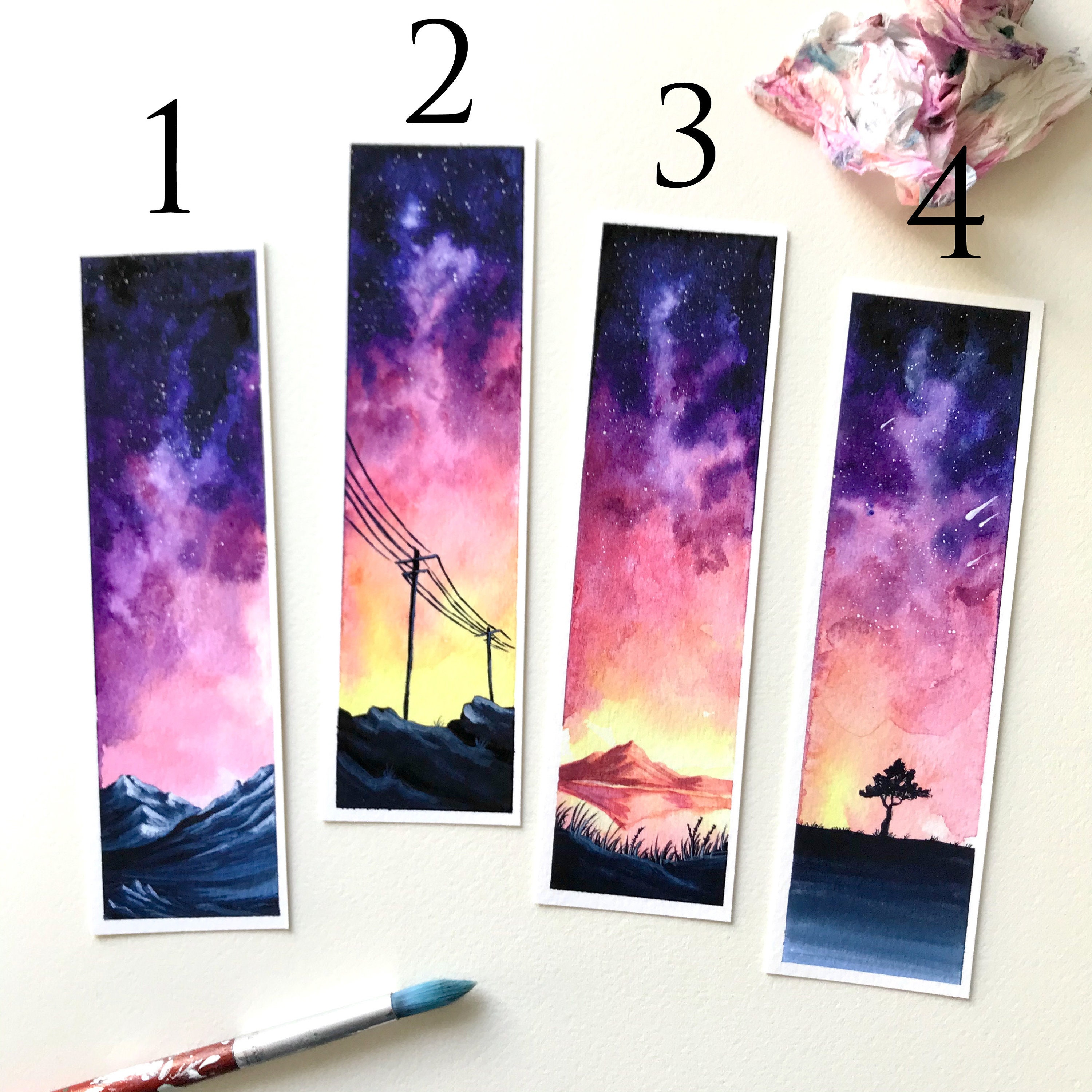 Watercolor Bookmarks Galaxy Bookmarks Fineartprint - Etsy