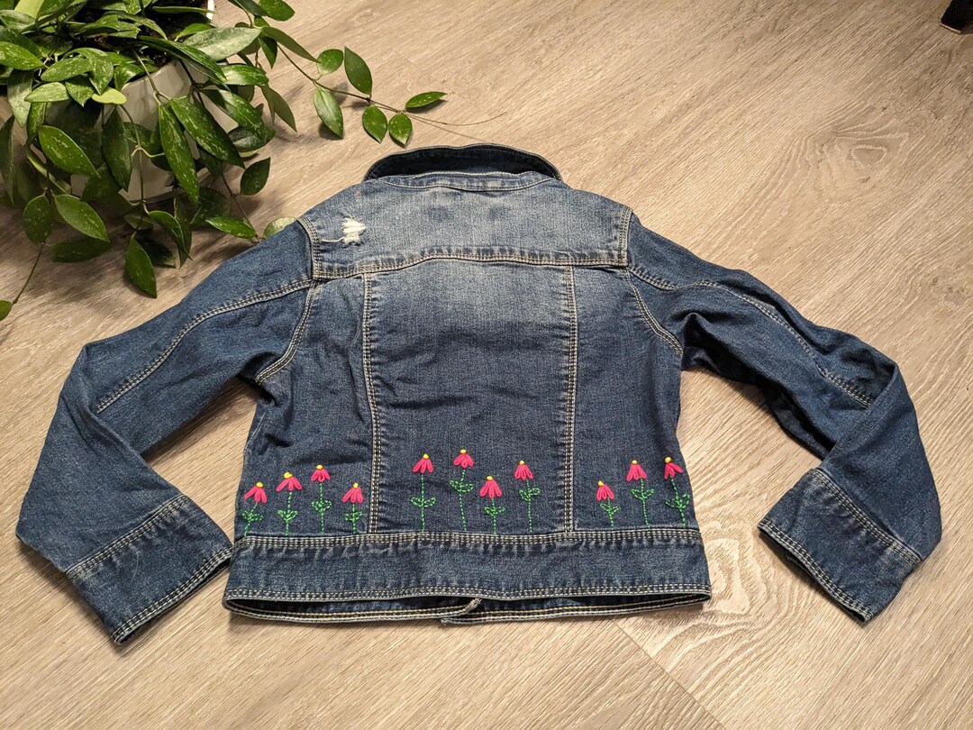 Custom Embroidered Jean Jacket Girls Size 10. - Etsy