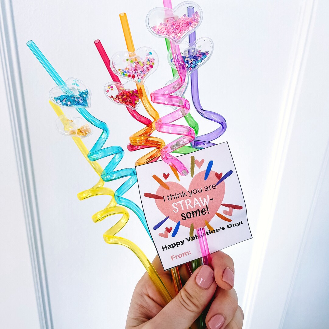 Straw Valentine, Straw-some, Ex-straw Fun Valentine's Day Tag, Non ...