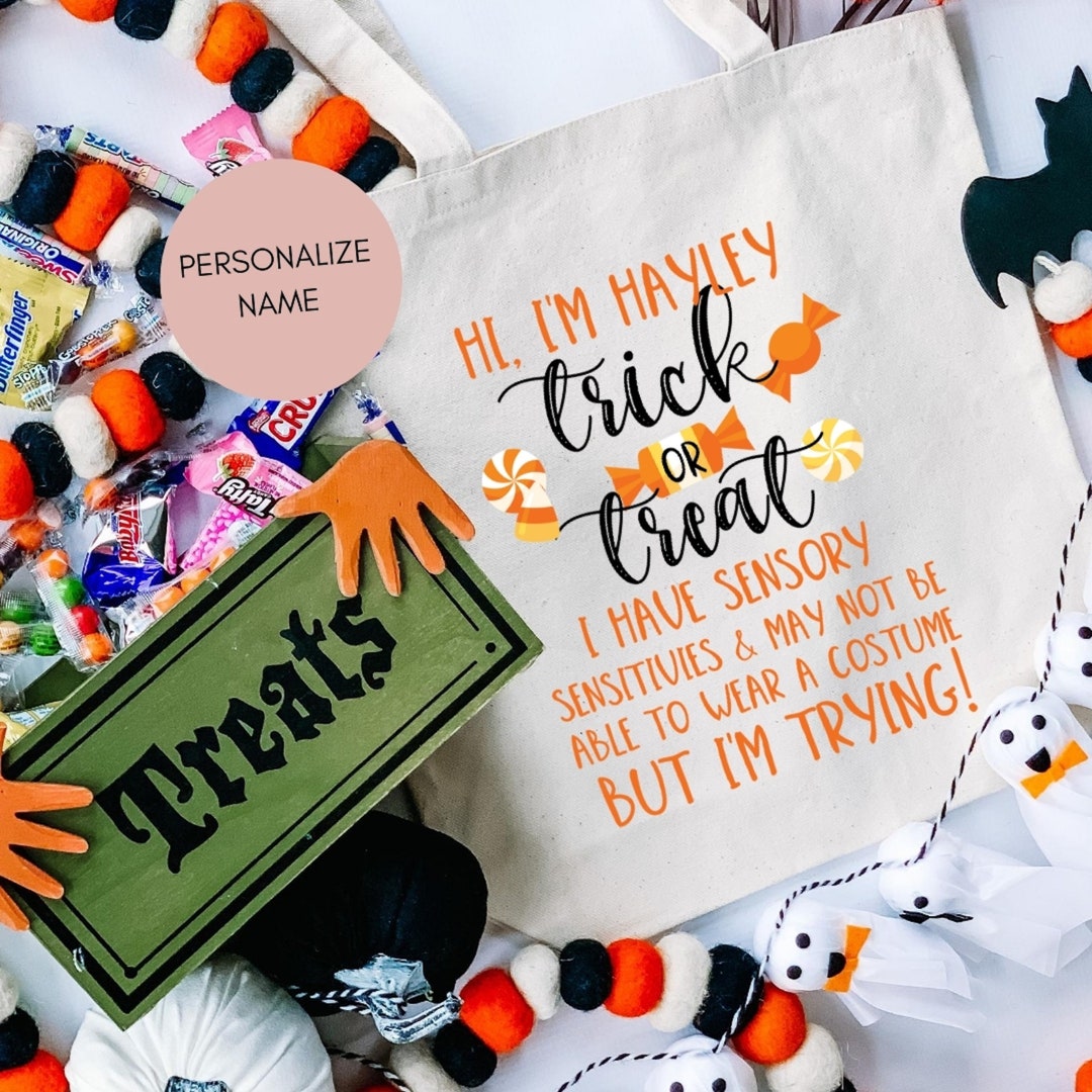 Kids Trick or Treat Personalized Sensory Sensitivity Tote, Sensory ...