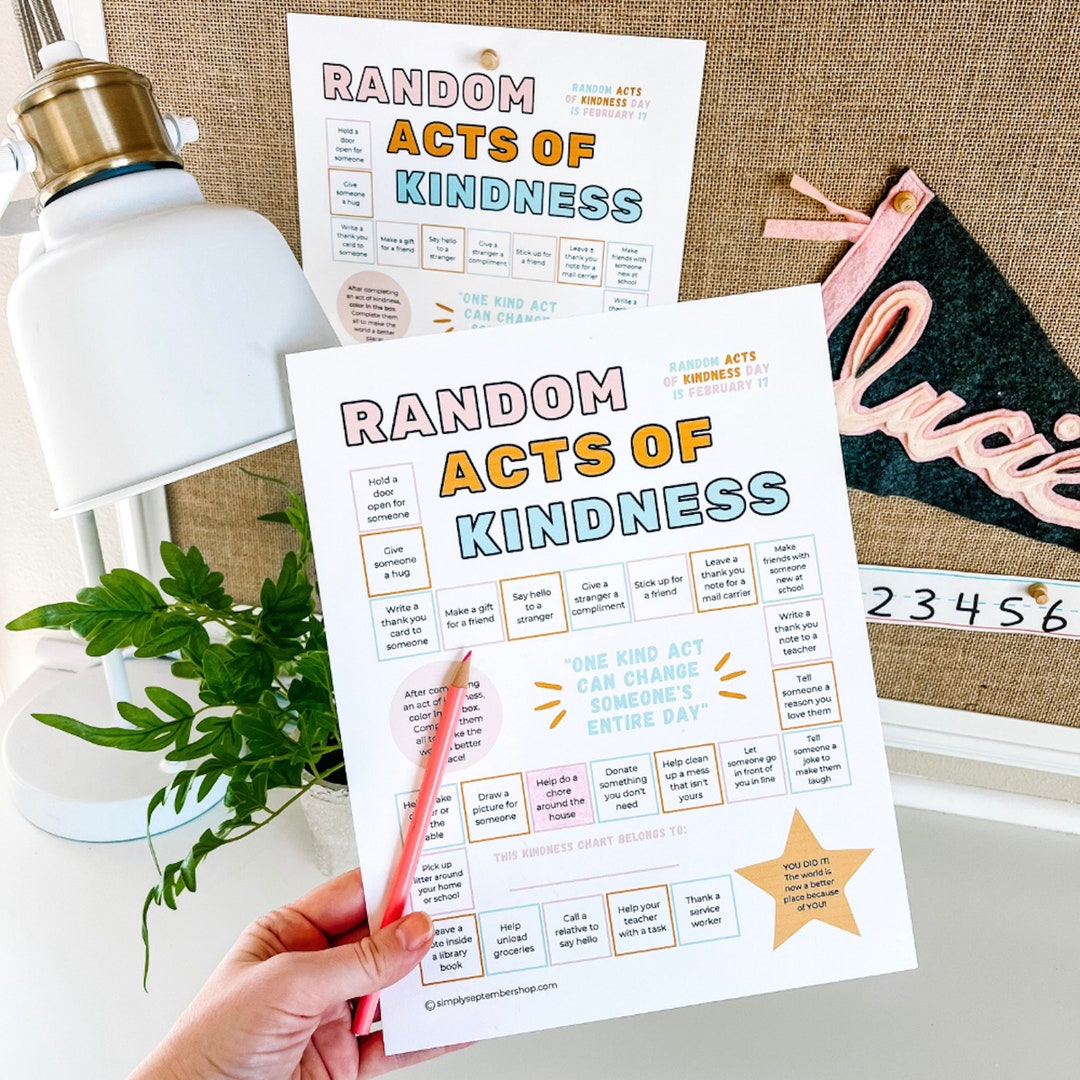 Random Act of Kindness Printable, Printable Kindness Challenge for Kids ...