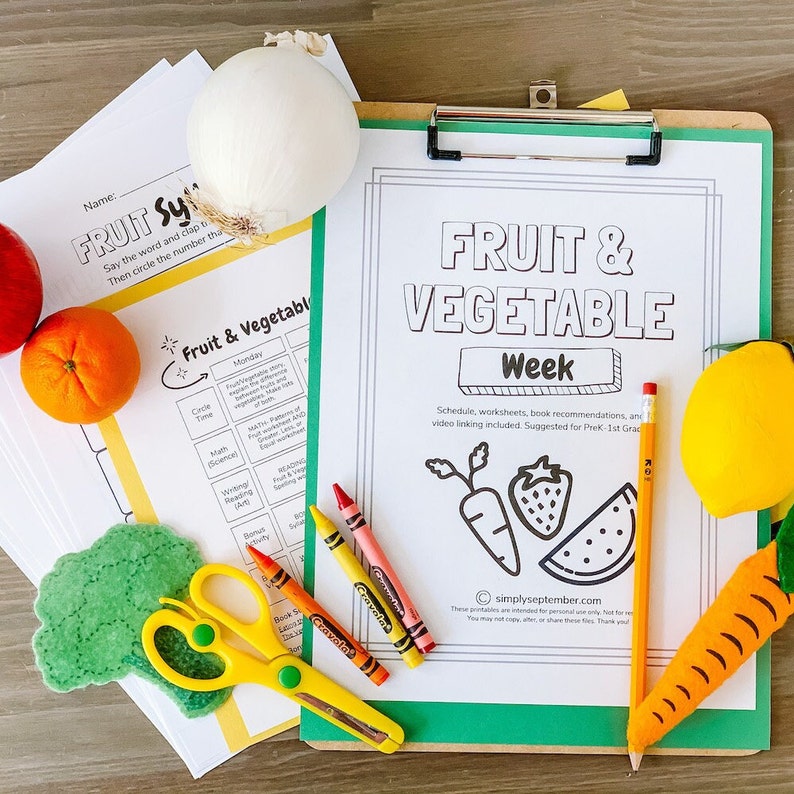 Fruits & Vegetables Preschool, Kindergarten, First Grade, Homeschool ...