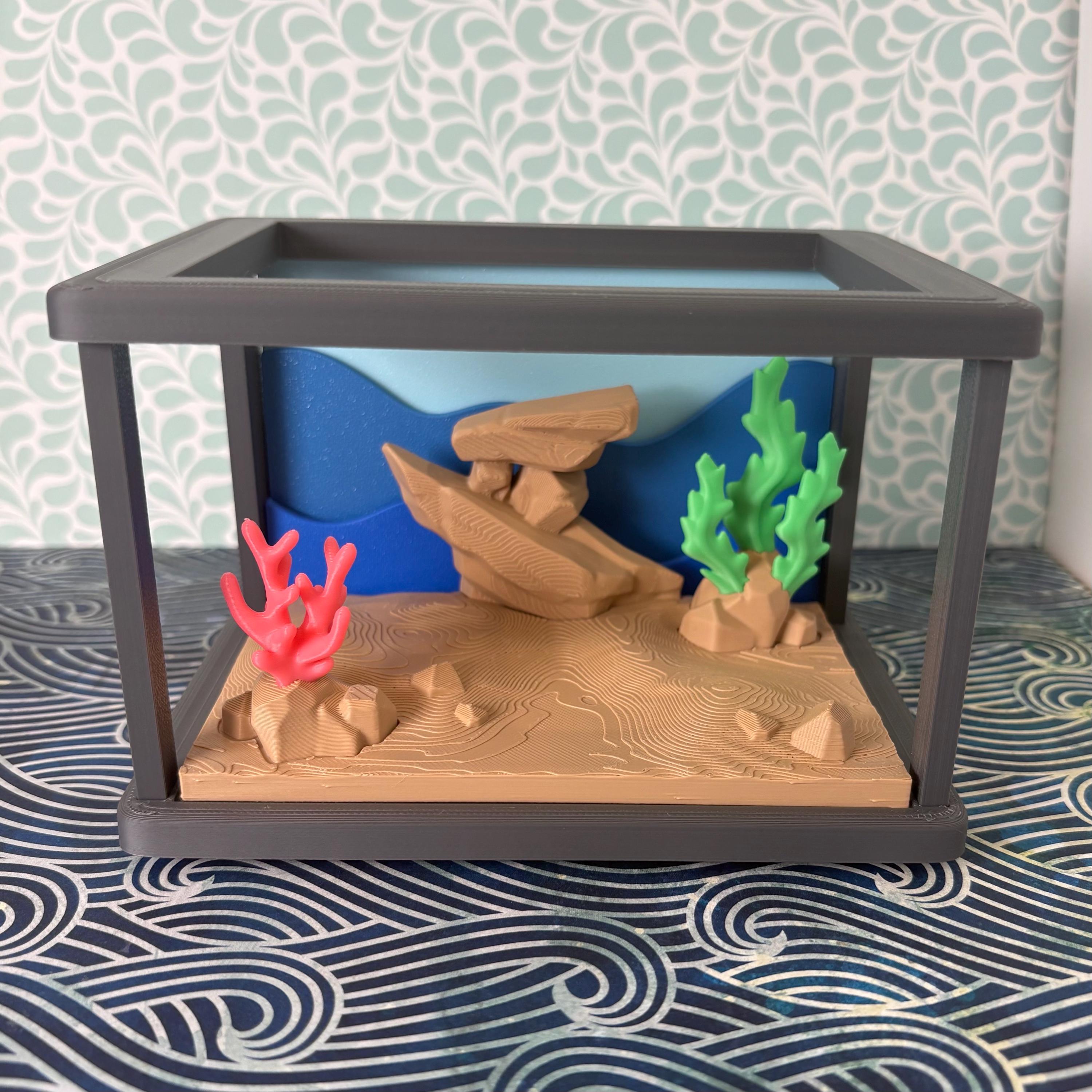 3D Printed Fish Tank Diorama Play Set – Coral Reef Aquarium Scene ...