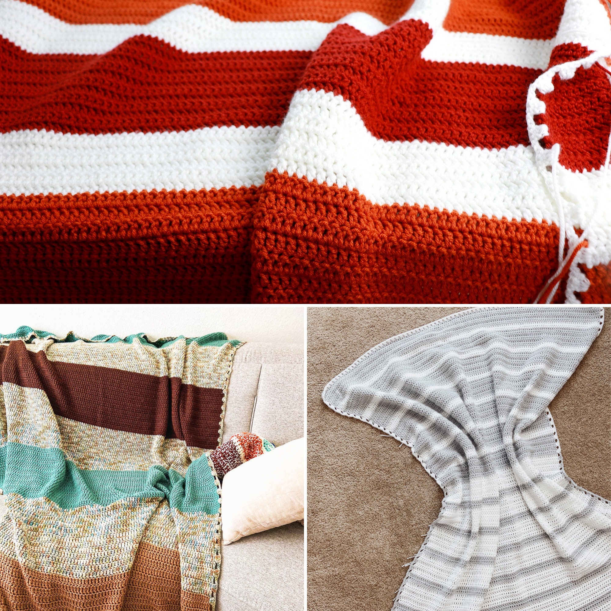 Forever Blanket CROCHET PATTERN BUNDLE | Three Easy Double Crochet ...