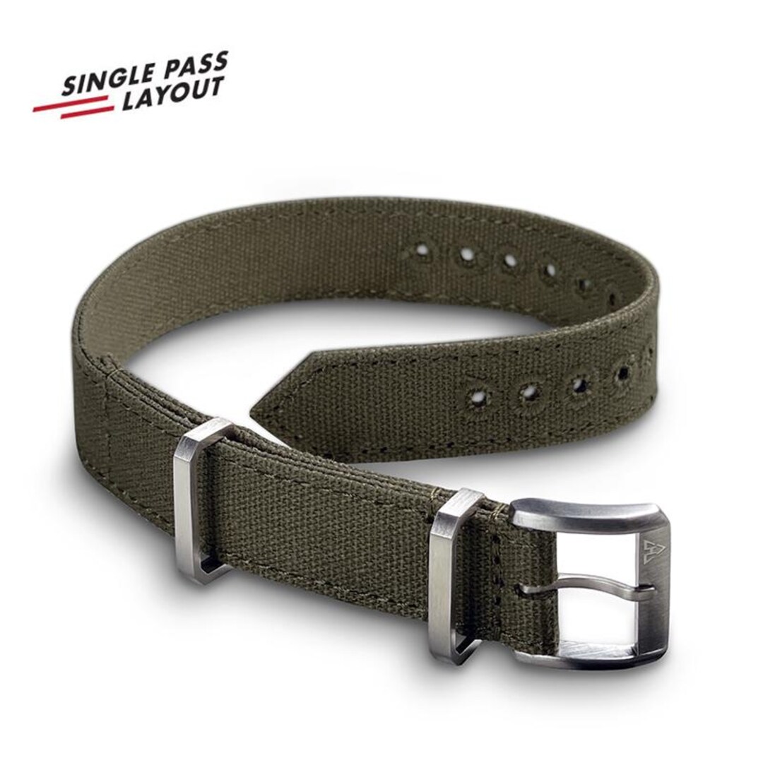 16mm Vintage Military Olive Drab Canvas Watch Strap OD#7 WWII A-11 A11 ...