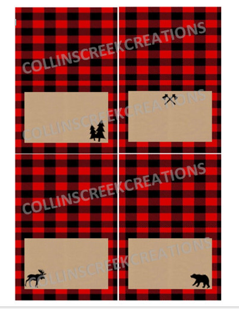Lumberjack Food Cards Instant Download Customizable Lumberjack Birthday ...