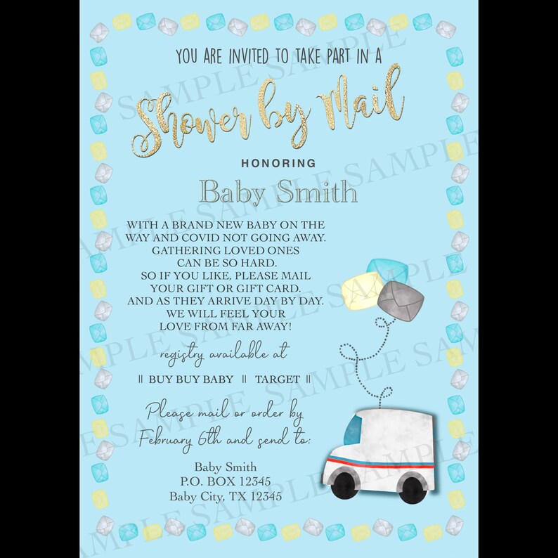 Socially Distant Baby Shower Invitation Shower by Mail Baby Invite Mail ...