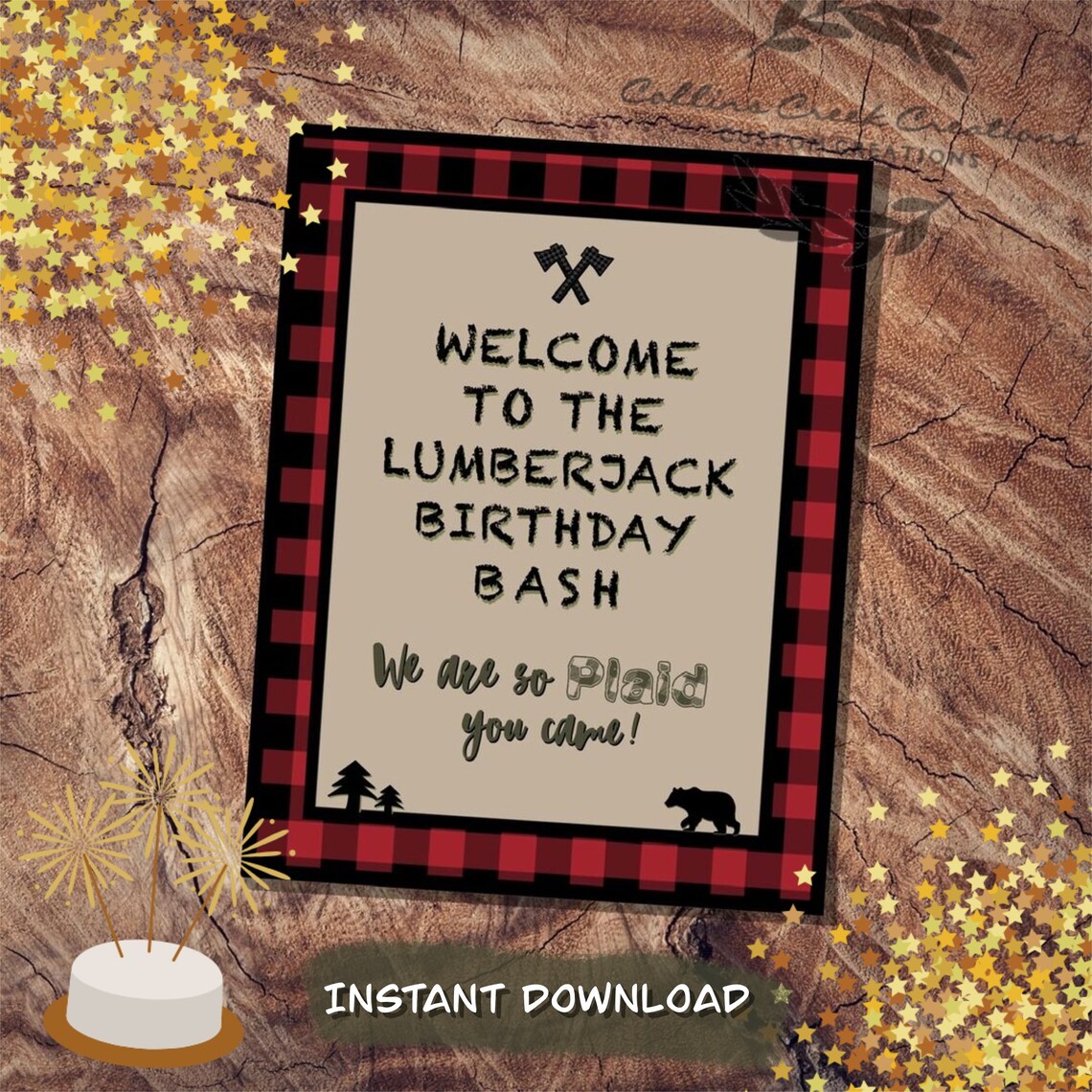 Lumberjack Sign Lumberjack Birthday Decorations Buffalo Plaid ...