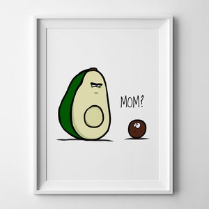 Avocado Print, Avocado Funny, Avocado Wall Art, Avocado Kitchen Art ...
