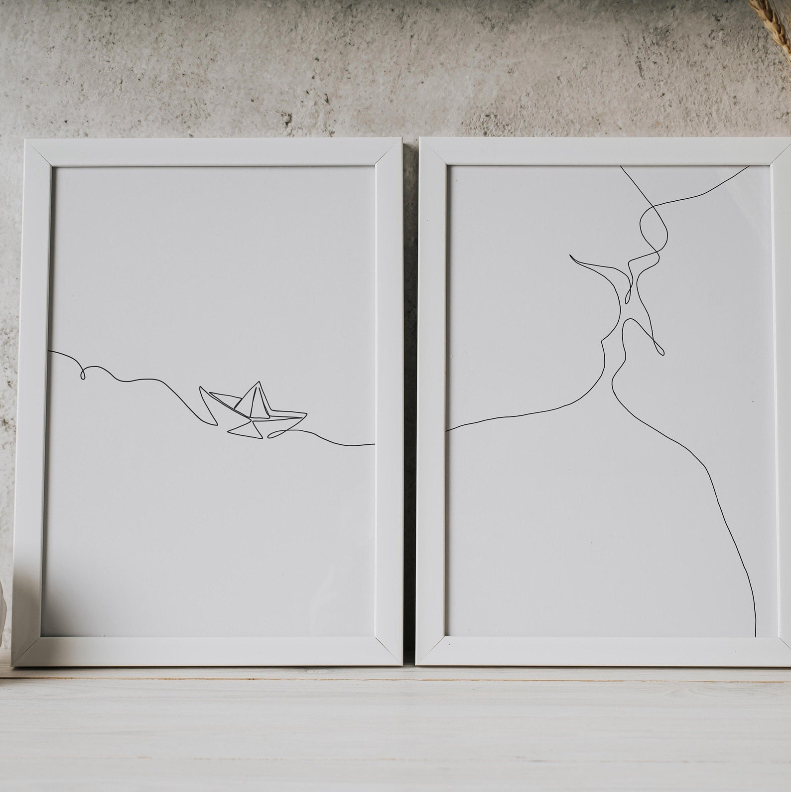 Minimalistic One Line Print Paper Boat, Digital Print, Downloadable - Etsy