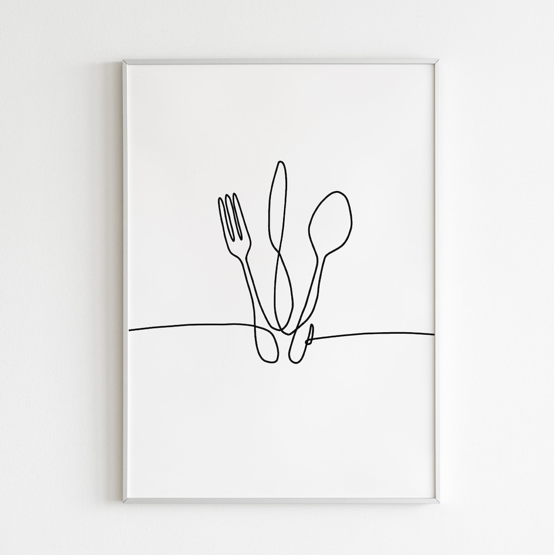 Kitchen Print, Knives Out, Printable Kitchen Decor, One Line Art ...