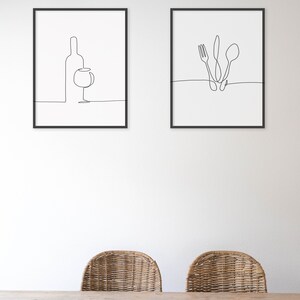 Kitchen Print, Knives Out, Printable Kitchen Decor, One Line Art ...