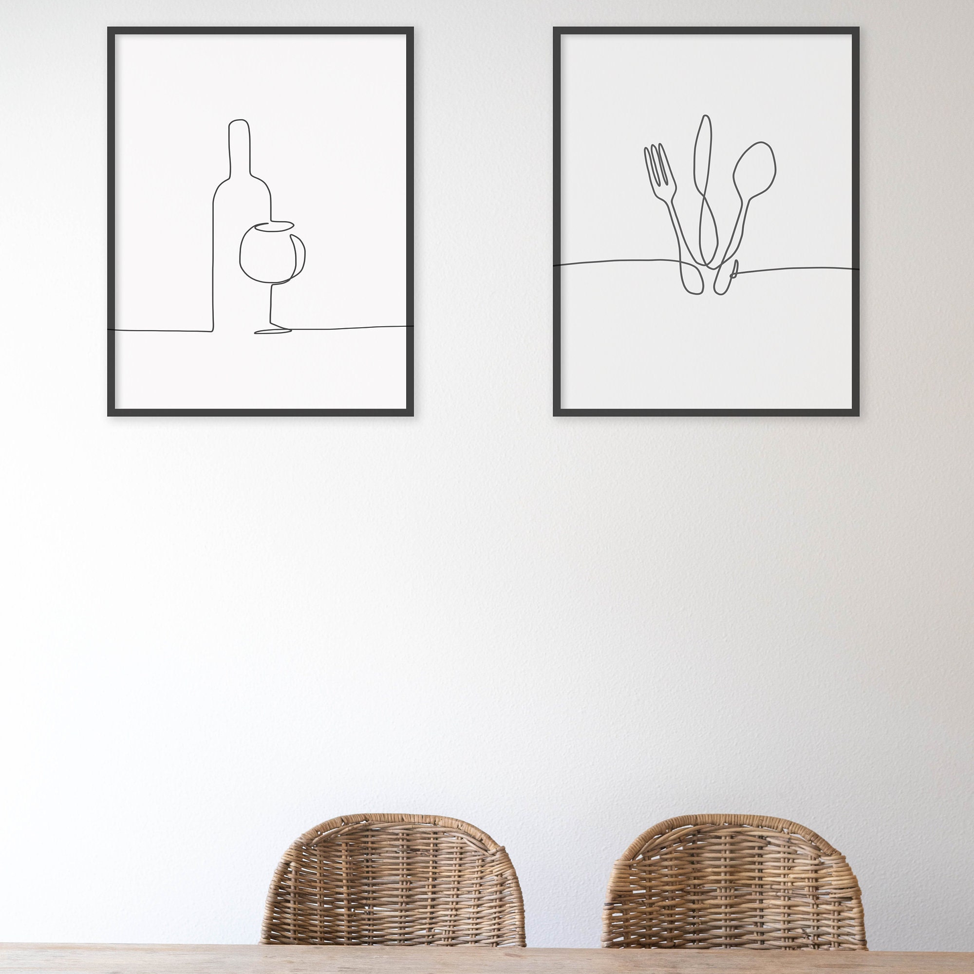 Kitchen Print, Knives Out, Printable Kitchen Decor, One Line Art ...