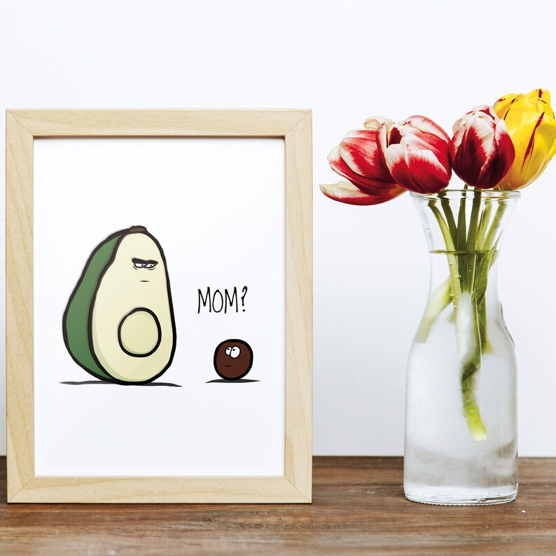 Avocado Print, Avocado Funny, Avocado Wall Art, Avocado Kitchen Art ...