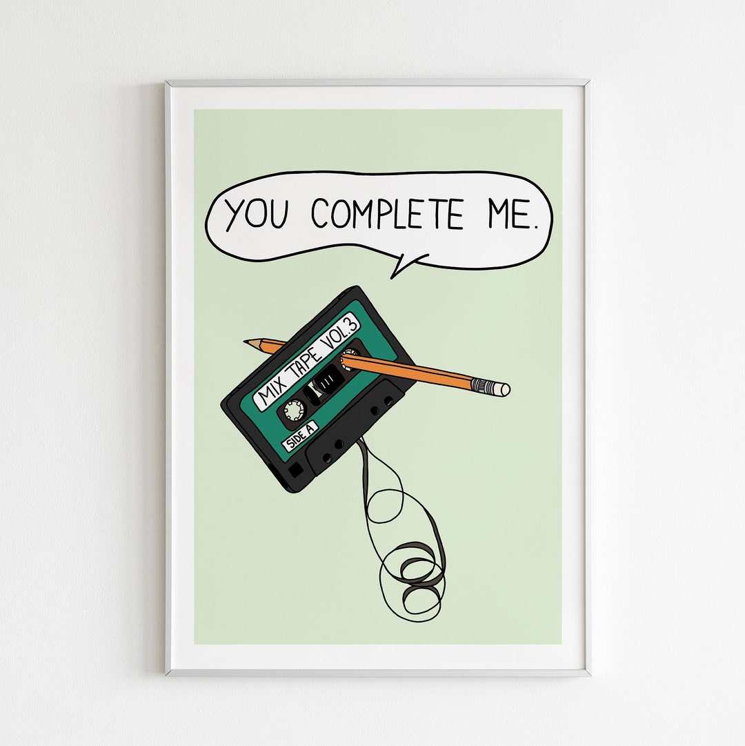 Cute Mixtape Cassette Print, Office Decor, Illustration Art, Printable ...