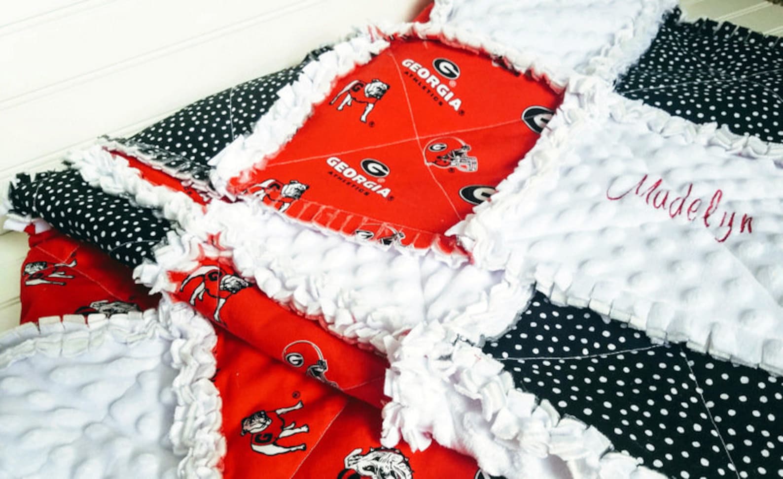 Georgia Bulldogs Custom Embroidered MINI or CRIB Sized Rag - Etsy