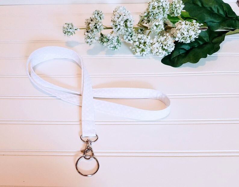White Key Fob Custom Wristlet Key Chain White Lanyard Key Fob and ...