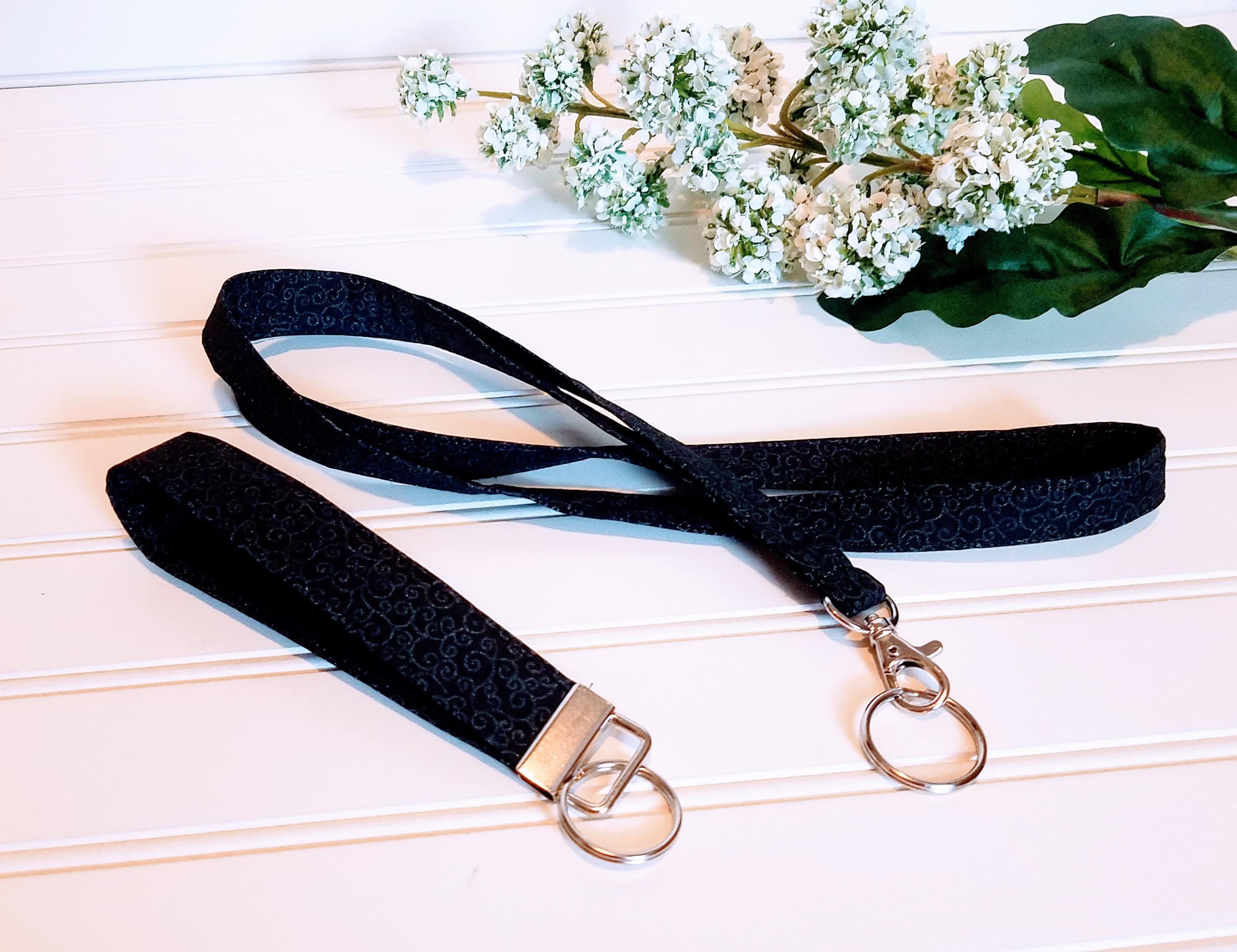 Black Key Fob Custom Wristlet Key Chain Black Lanyard - Etsy
