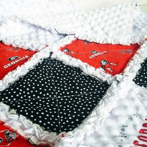 Georgia Bulldogs Custom Embroidered MINI or CRIB Sized Rag Quilt or ...