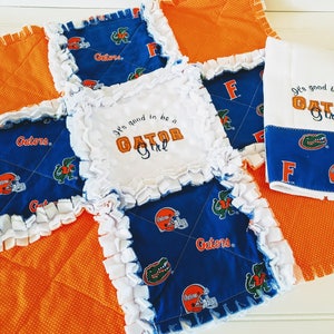 Florida Gators MINI Rag Quilt & Embroidered Burp Cloth Gift Set - It's ...