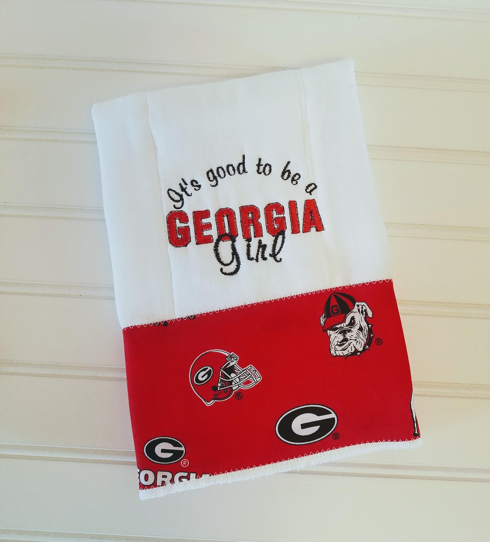 Georgia Bulldogs MINI Rag Quilt & Embroidered Burp Cloth Set - Etsy