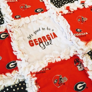 Georgia Bulldogs MINI Rag Quilt & Embroidered Burp Cloth Set - It's ...