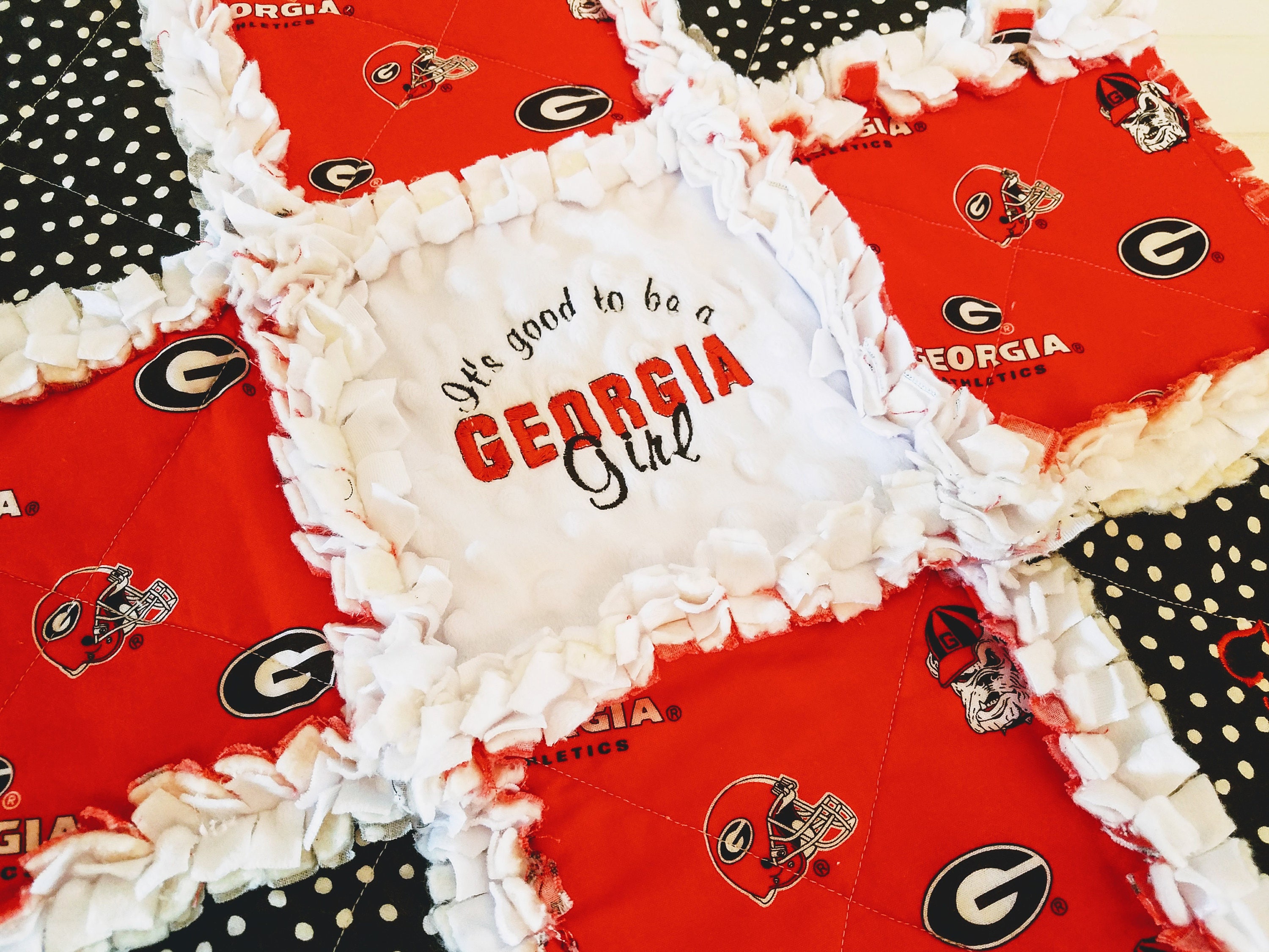 Georgia Bulldogs MINI Rag Quilt & Embroidered Burp Cloth Set - Etsy