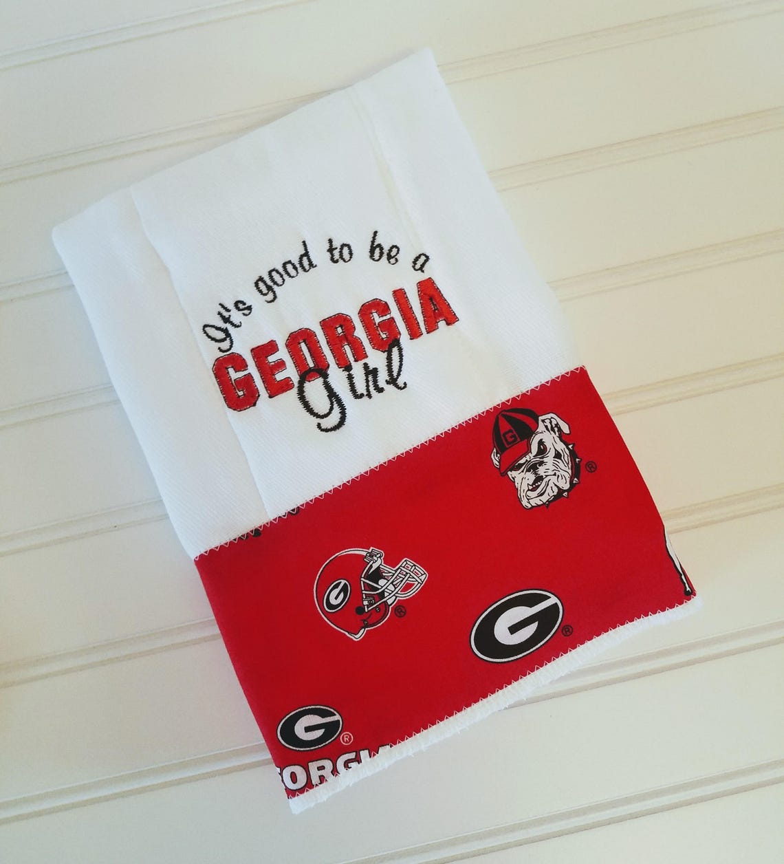 Georgia Bulldogs MINI Rag Quilt & Embroidered Burp Cloth Set - Etsy