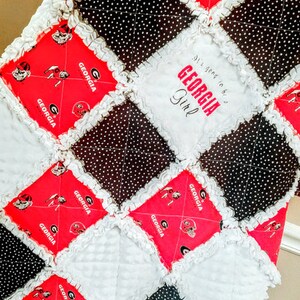 Georgia Bulldogs Custom Embroidered MINI or CRIB Sized Rag Quilt or ...