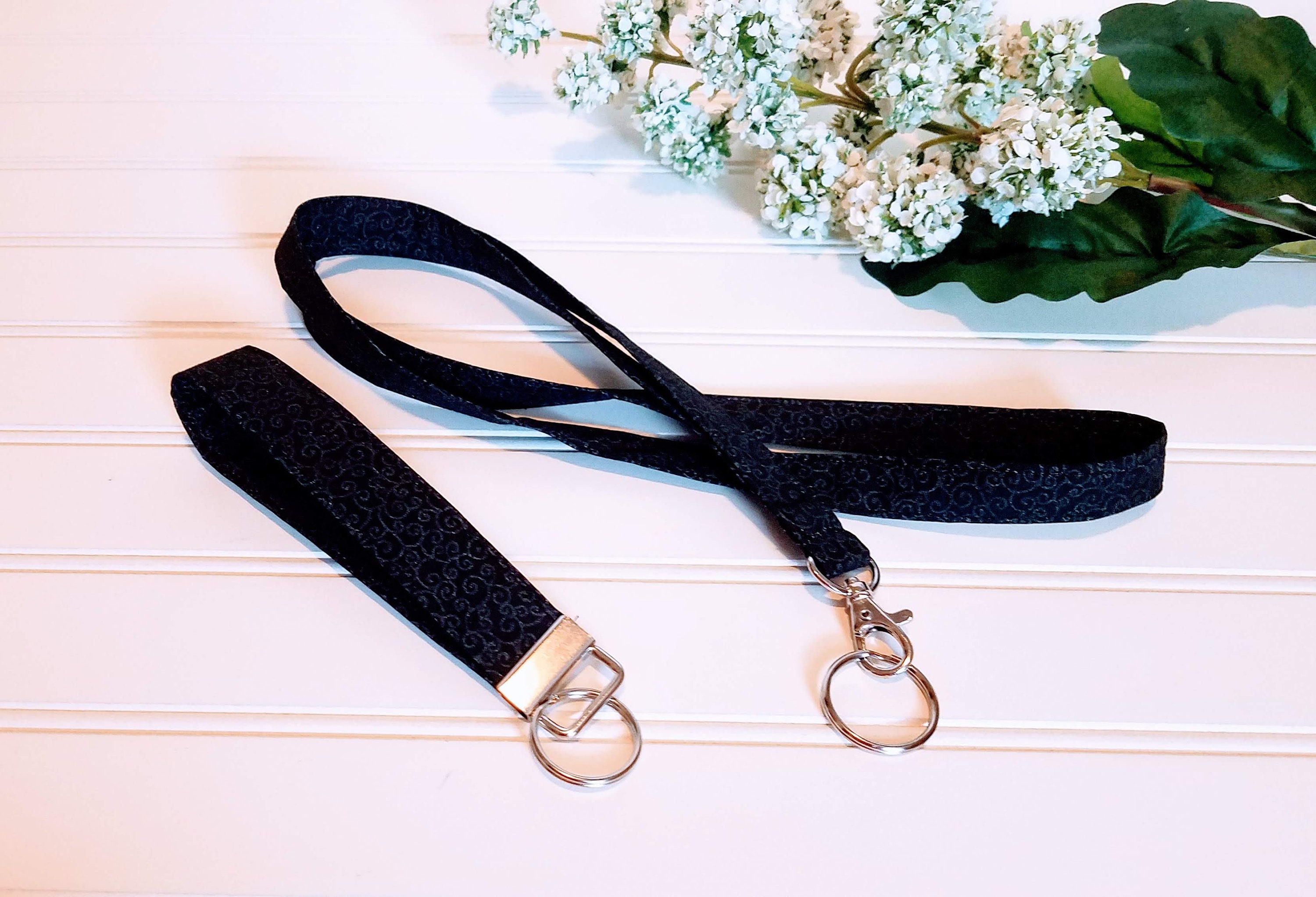 Black Key Fob Custom Wristlet Key Chain Black Lanyard - Etsy