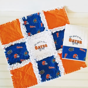 Florida Gators MINI Rag Quilt & Embroidered Burp Cloth Gift Set - It's ...