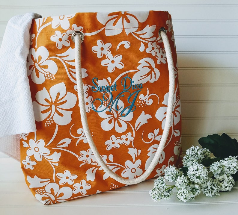 Personalized Tote Bag Monogrammed Tote Bag Rope Handle Beach - Etsy