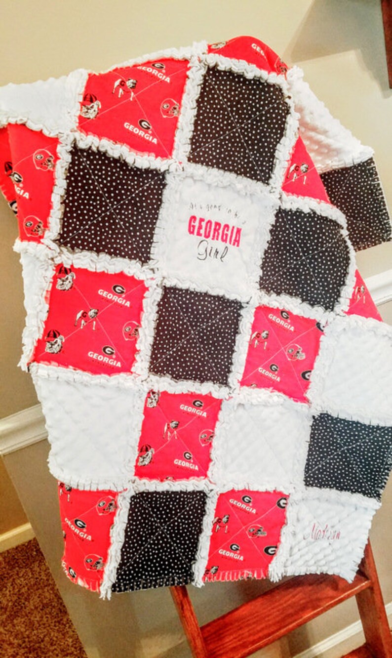 Georgia Bulldogs Custom Embroidered MINI or CRIB Sized Rag - Etsy