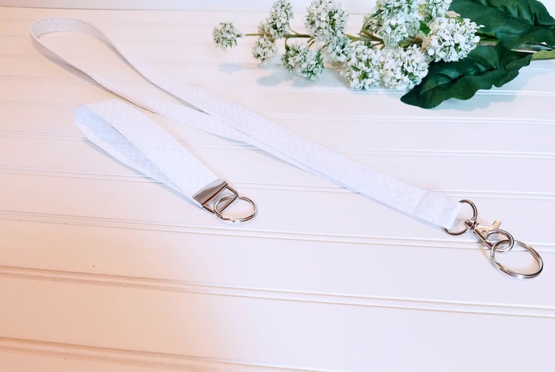 White Key Fob Custom Wristlet Key Chain White Lanyard Key Fob and ...