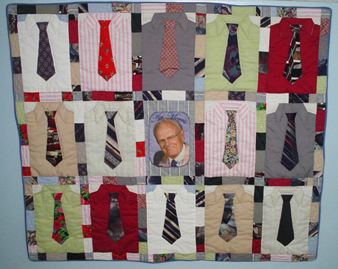 Memory Quilt From Your Loved One's Ties and Shirts - Etsy