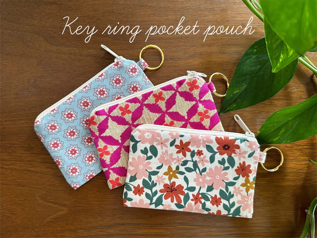 Floral Zipper Pouch With Key Ring, Small Pocket Pouch - Etsy