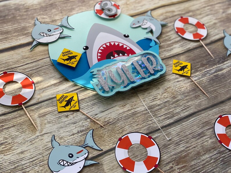 Shark Cake Topper Shark Topper Shark Party - Etsy
