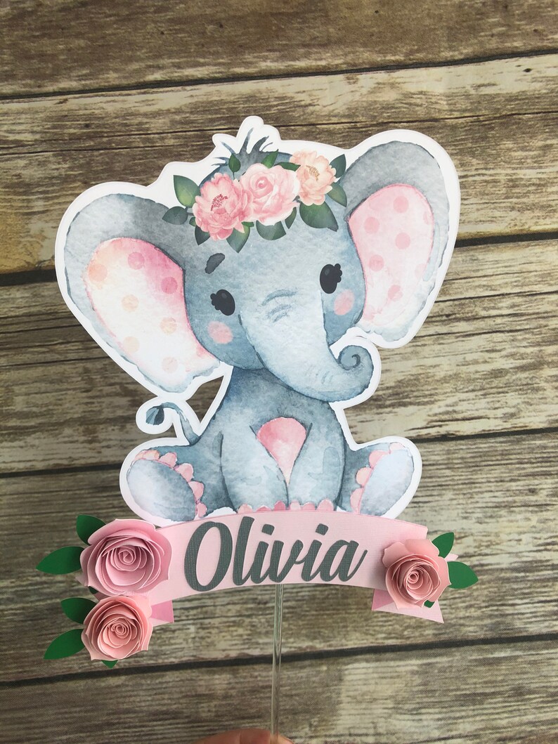 Pink Elephant Cake Topper Elephant Topper Cake Topper - Etsy