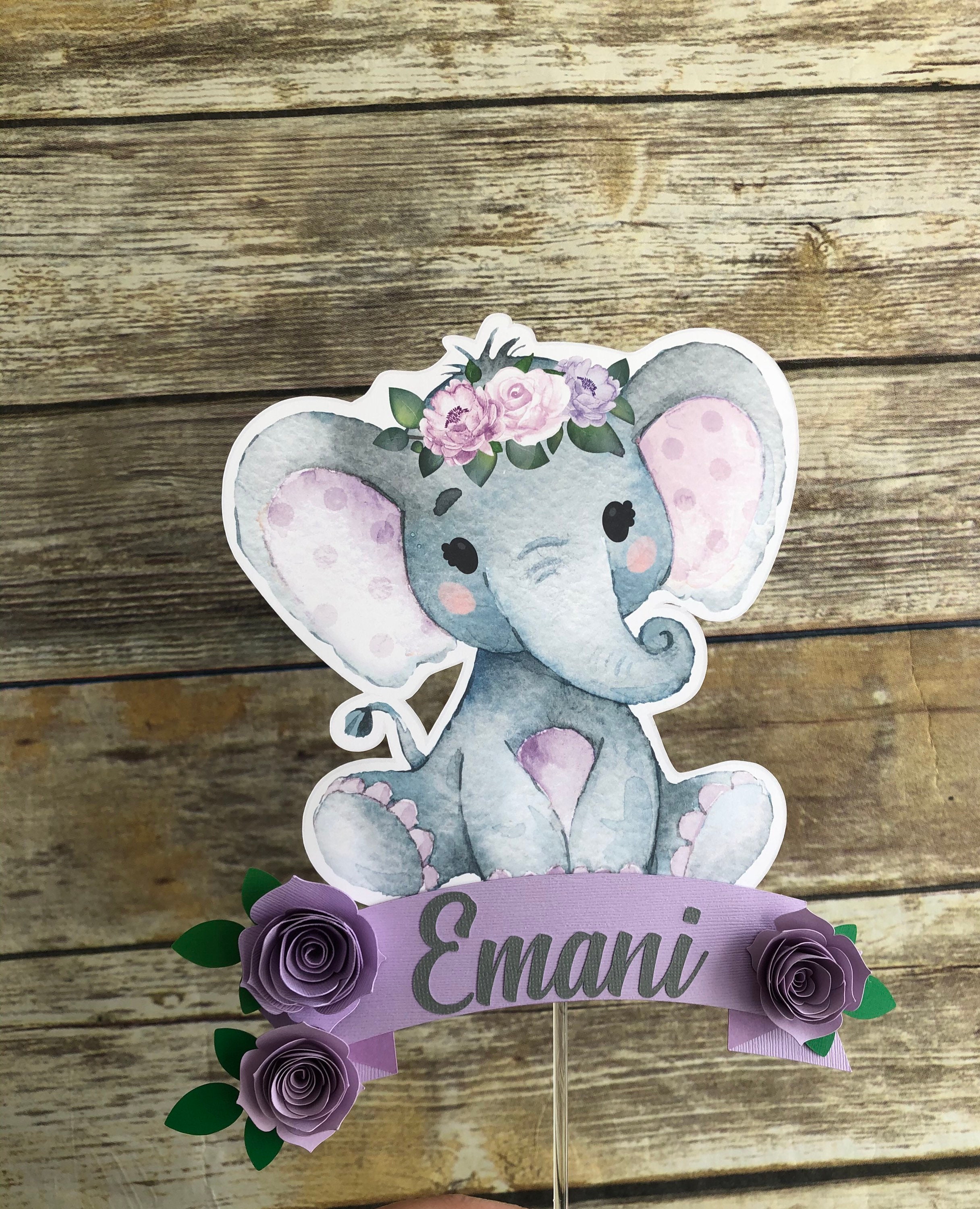 Purple Elephant Cake Topper Elephant Topper Cake Topper | Etsy