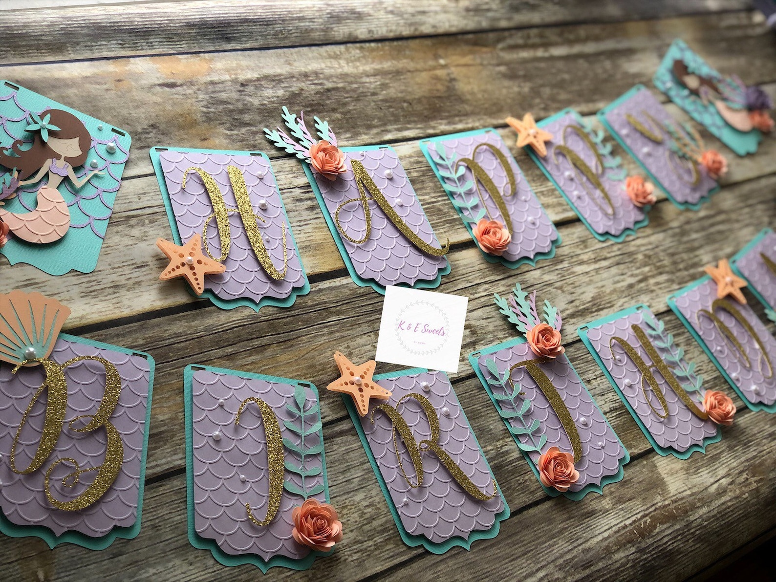 Mermaid Name Banner Mermaid Party Coral Peach Mermaid Banner - Etsy